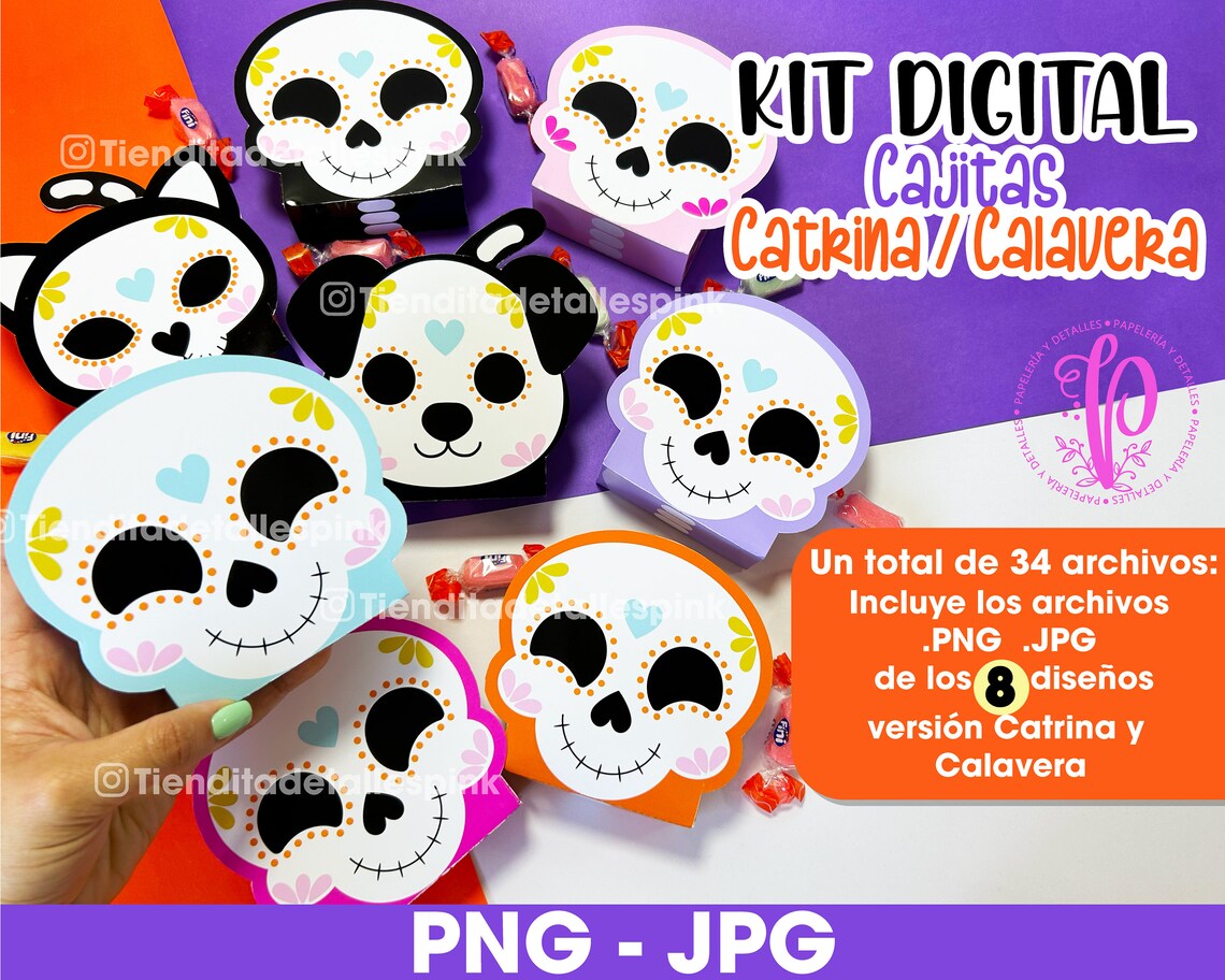 Template Cajitas Catrina, Template Cajitas Calavera - Etsy México