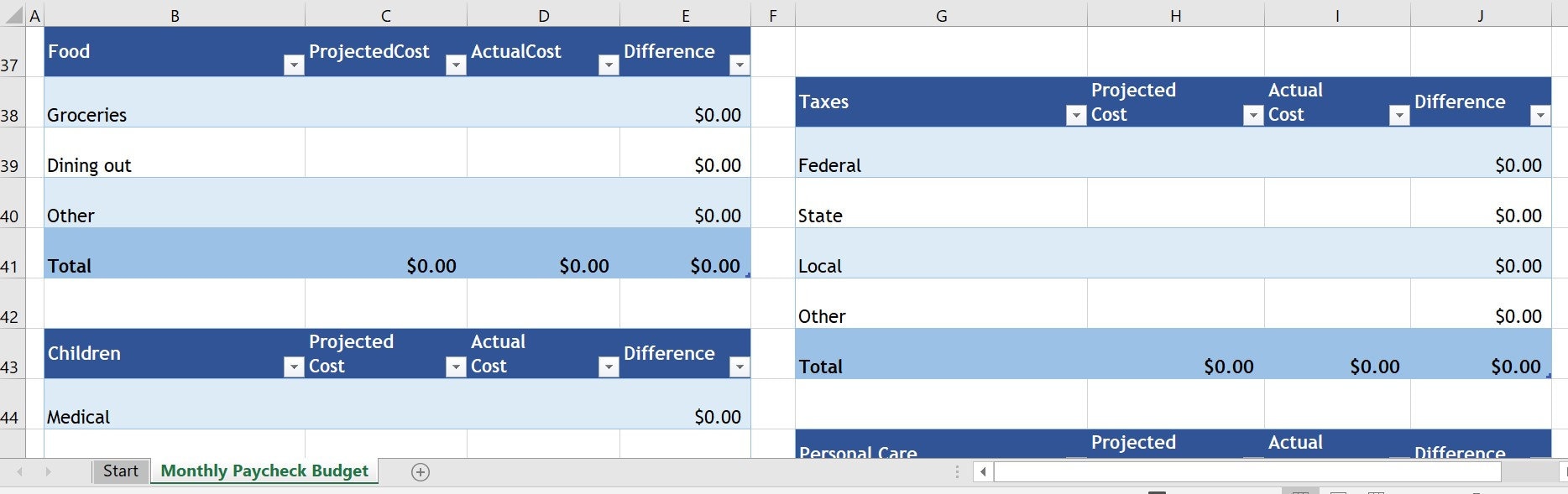 Monthly Paycheck Budget Spreadsheet| Paycheck Budget | Monthly Paycheck ...