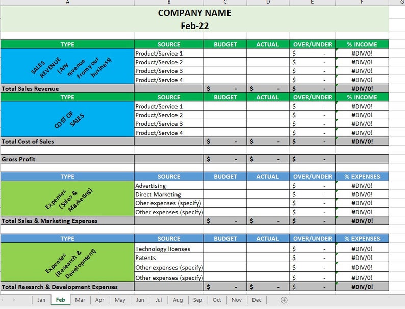 Small Business Tracker | Income and Expenses |excel Spreadsheet ...