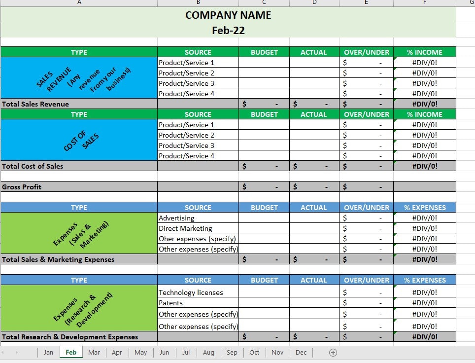 Small Business Tracker | Income and Expenses |excel Spreadsheet ...