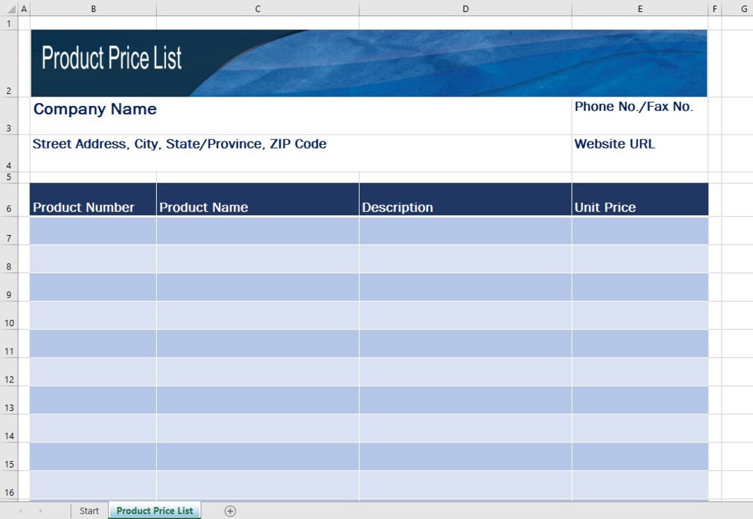 Small Business Product Price List Template | Excel Spreadsheet ...
