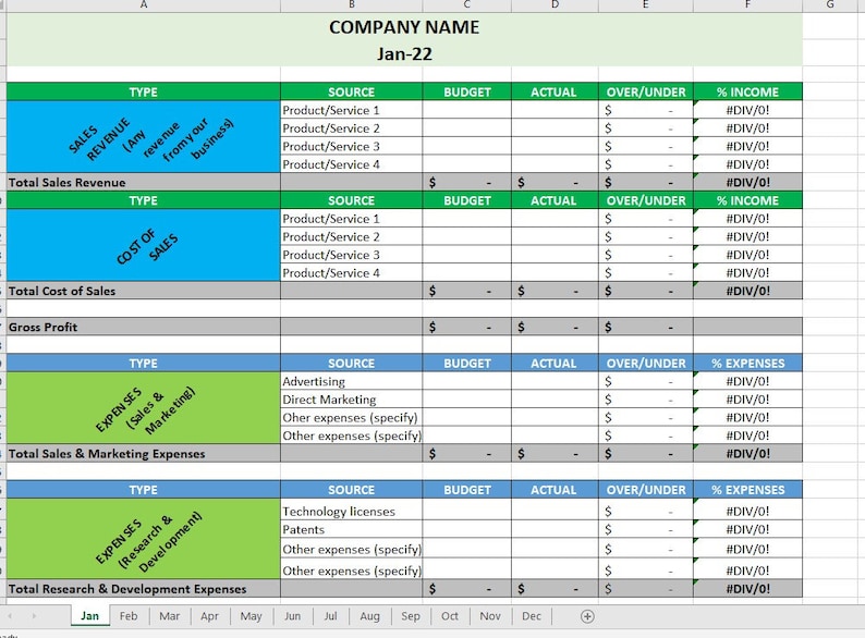 Small Business Tracker Income and Expenses excel Spreadsheet Template ...