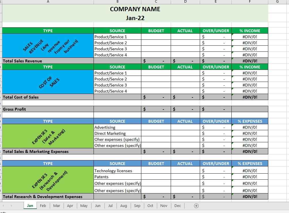 Small Business Tracker | Income and Expenses |excel Spreadsheet ...