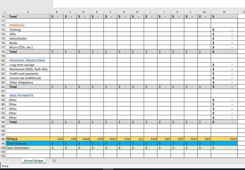 Annual Budget Spreadsheet| Budget Spreadsheet| Excel Sheets Budget ...