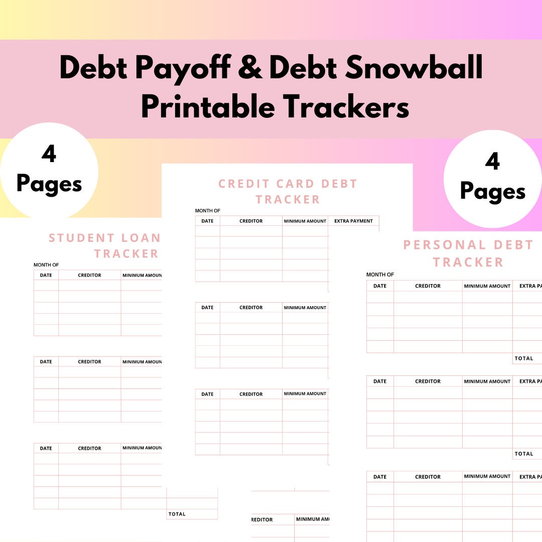 Debt Tracker Printable, Visual Debt Tracker Printable, Student Loan ...