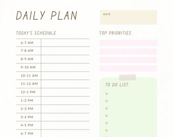Simple Daily Schedule Planner Template - Etsy