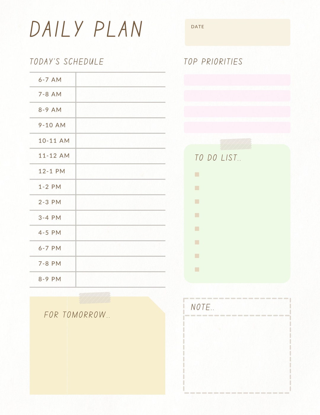 Simple Daily Planner With Schedule | Organize Your Day | Planner | Time ...