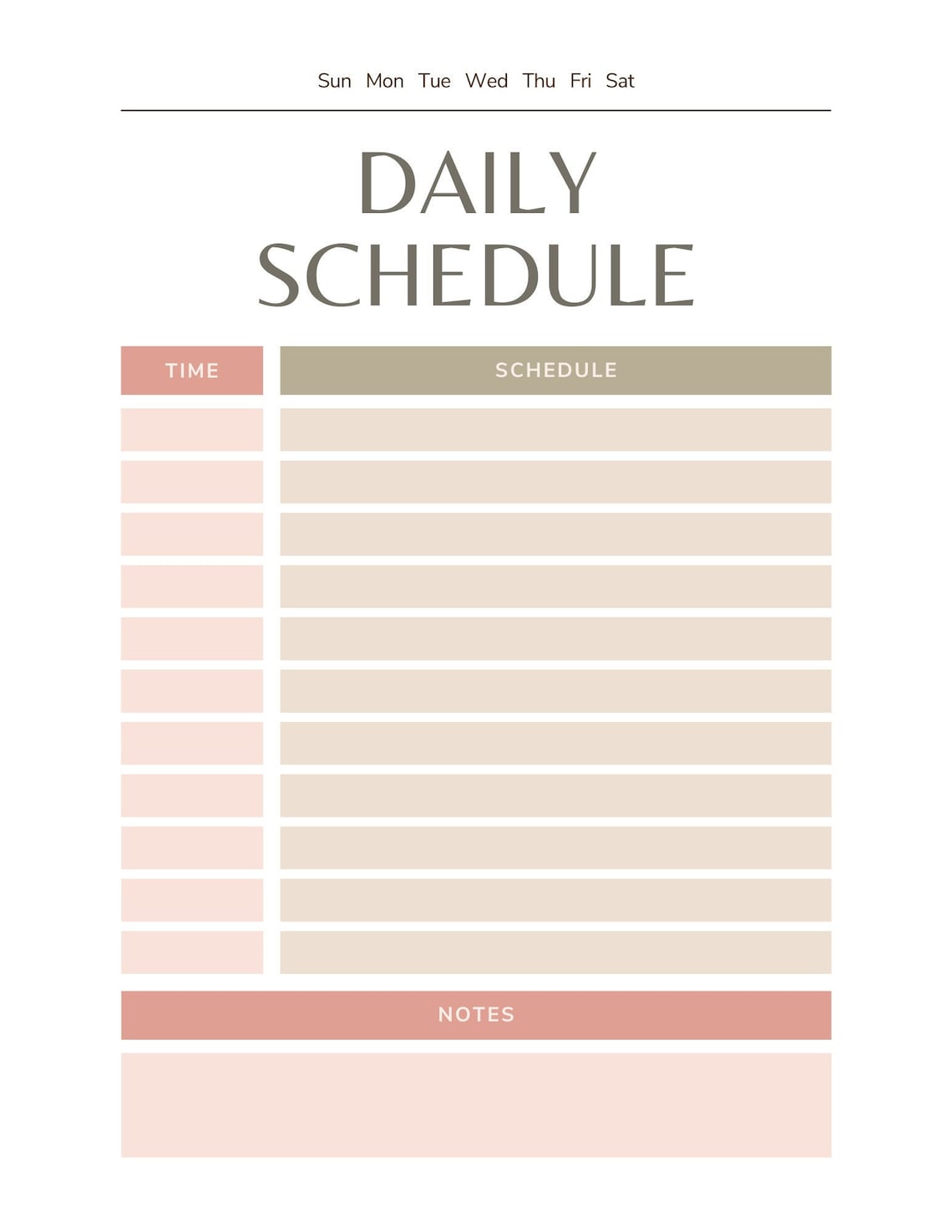 Simple Daily Schedule Planner Template - Etsy