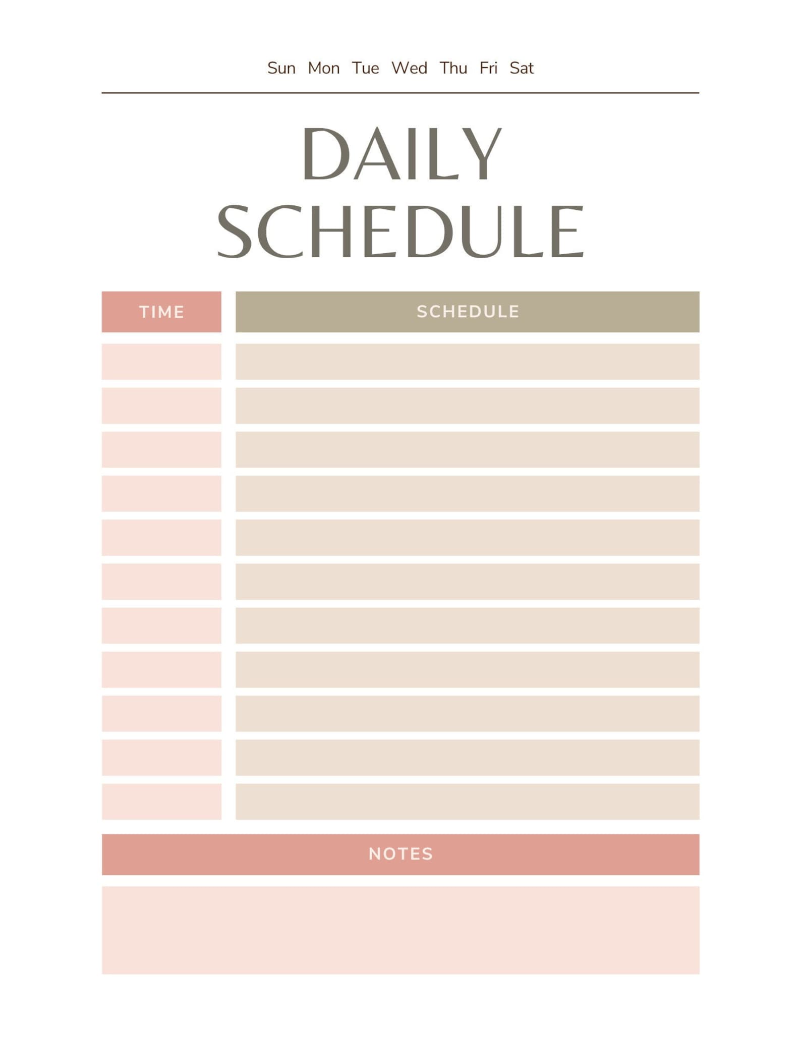 Simple Daily Schedule Planner Template - Etsy