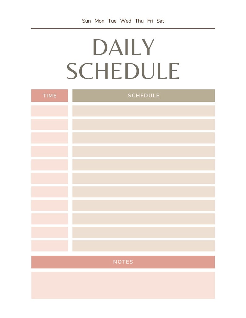 Simple Daily Schedule Planner Template - Etsy