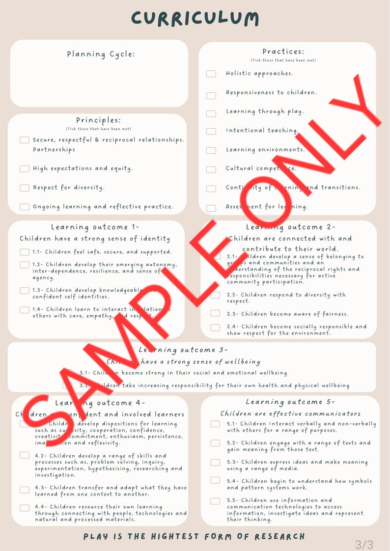 EYLF Curriculum - Etsy