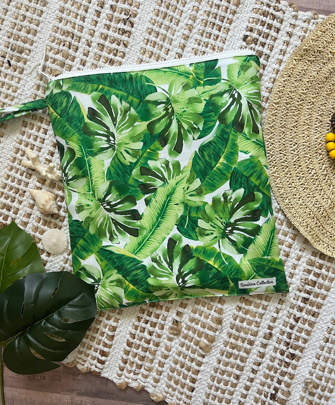 Wet Bag- Tropical Pool Bag, Swim Suit Bag, Waterproof Lined Zipper Bag ...