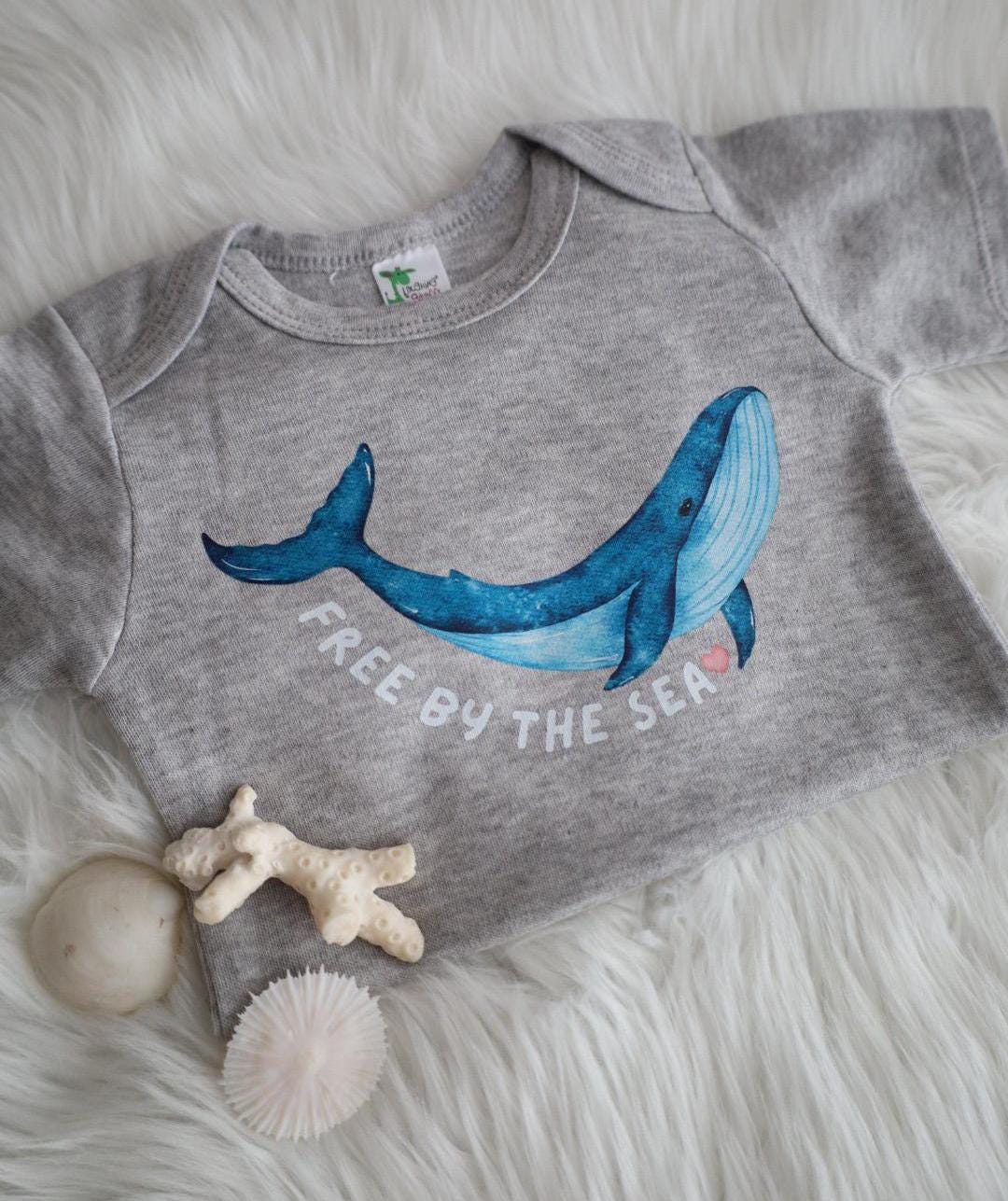 Baby Whale Bodysuit- 'free by the Sea' Whale, Cute Baby Outfit, Baby ...