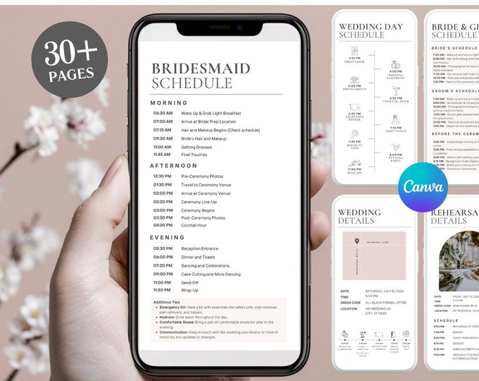 Weddding Timeline Template, Wedding Timeline Card, Wedding Weekend ...