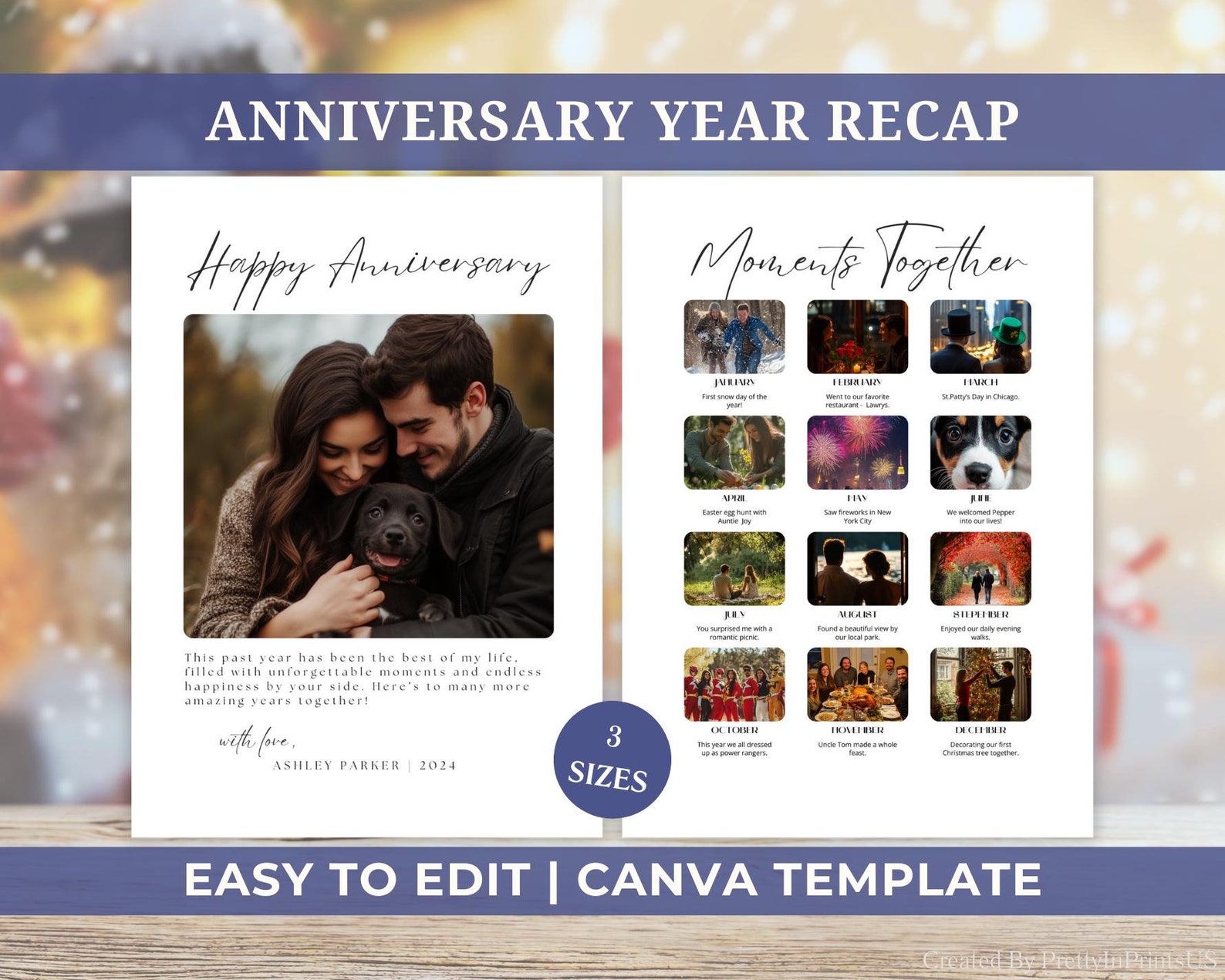 Anniversary Year Recap Photo Collage: Canva Template (digital Download ...