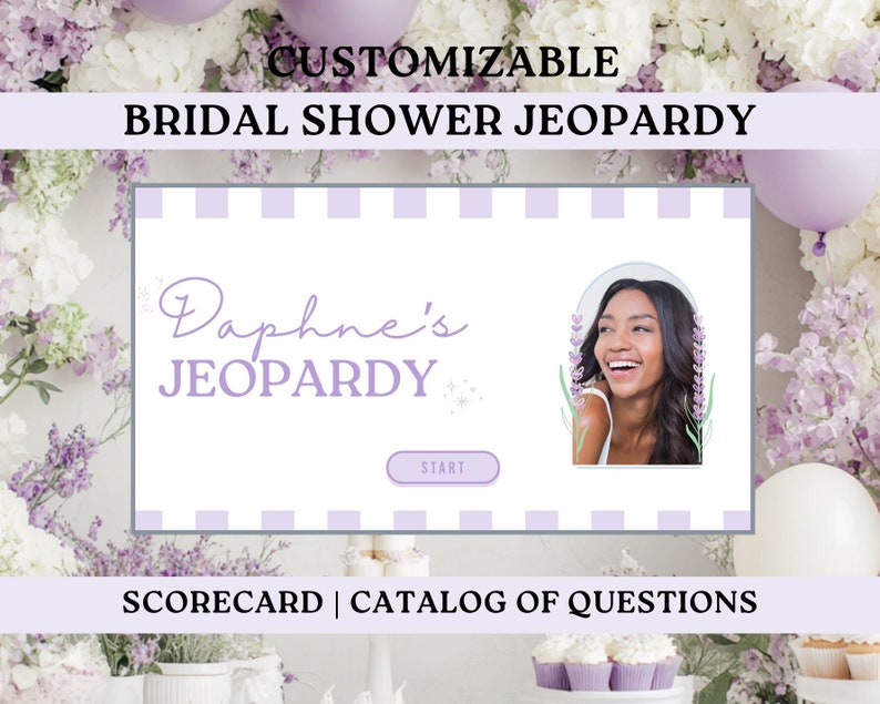 Lavender Floral Bridal Shower Jeopardy Game | Canva Template Editable ...
