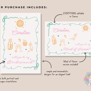 Hand Drawn Bridesmaid Proposal Card Template | Canva Template, Doodle ...