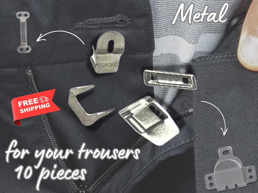 Invisible Pant Hooks and Fasteners / Silver Hooks for Trousers - 10 ...