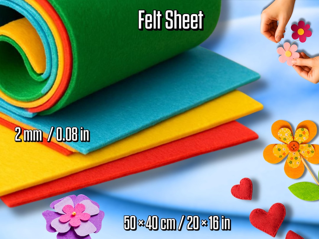 Hoja de fieltro 2mm/0,08in | Tela de fieltro de lana 50x40cm/20×16in ...