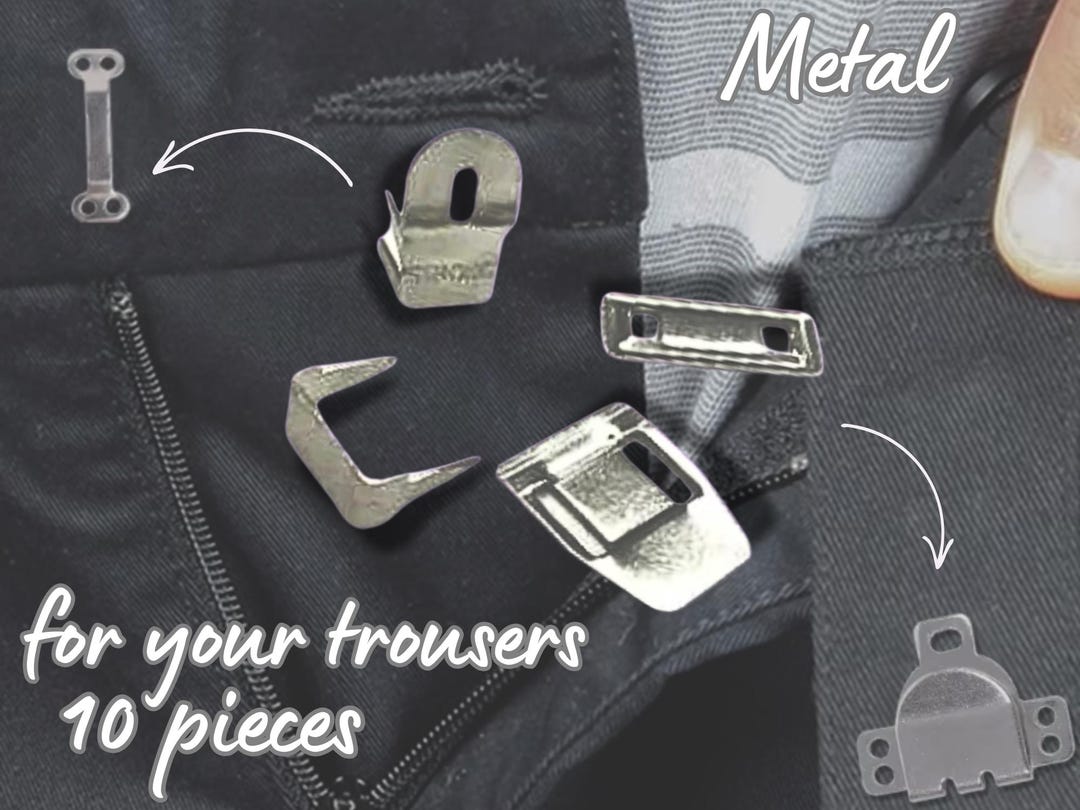 Invisible Pant Hooks and Fasteners / Silver Hooks for Trousers - 10 ...
