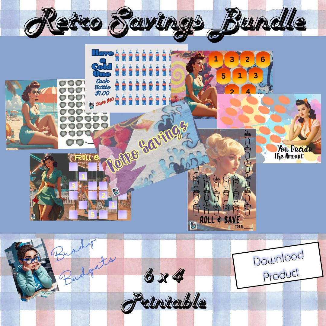 Retro Saving Challenge Bundle - Etsy