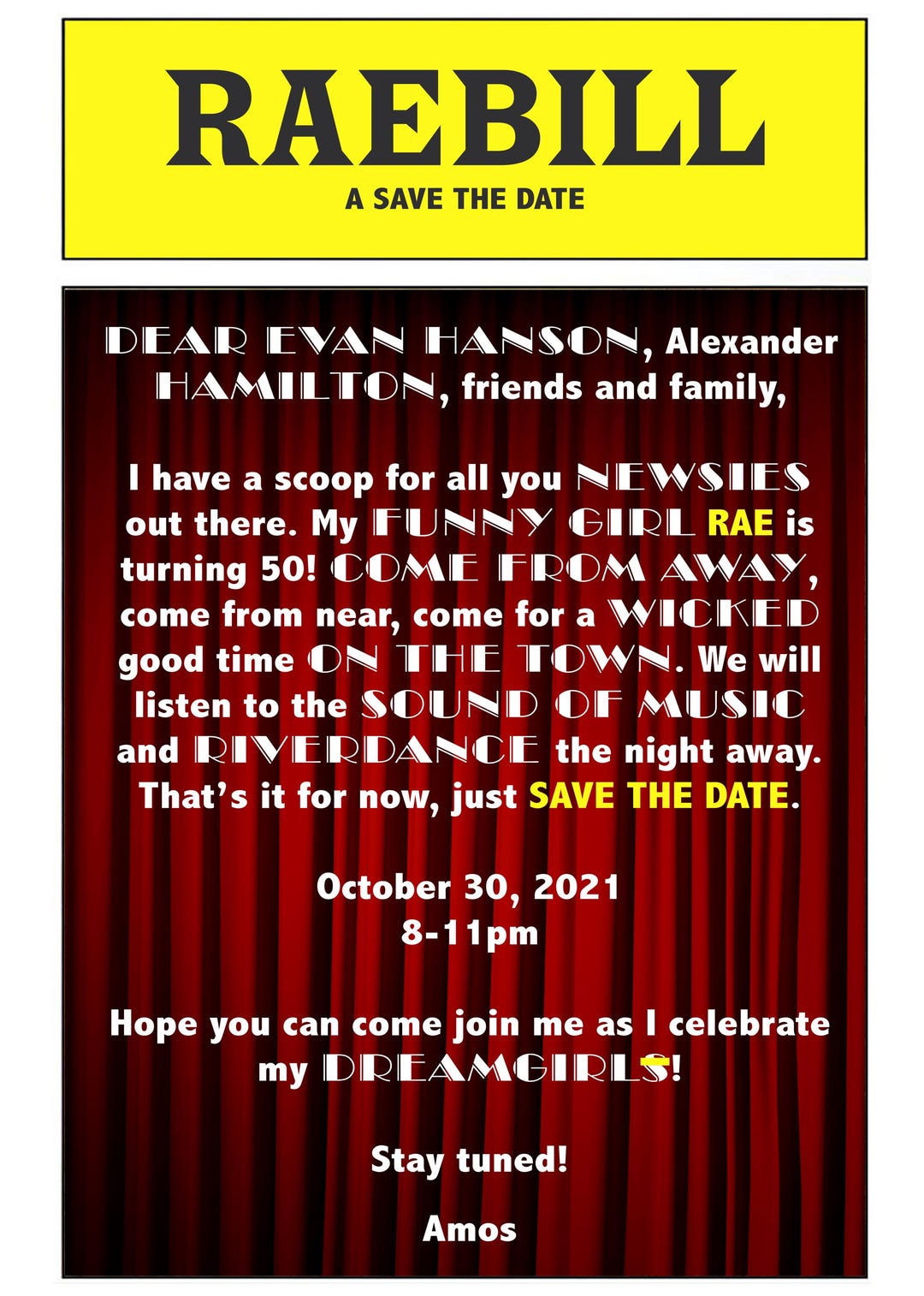 Custom Invite - Theater Playbill Theme - Etsy