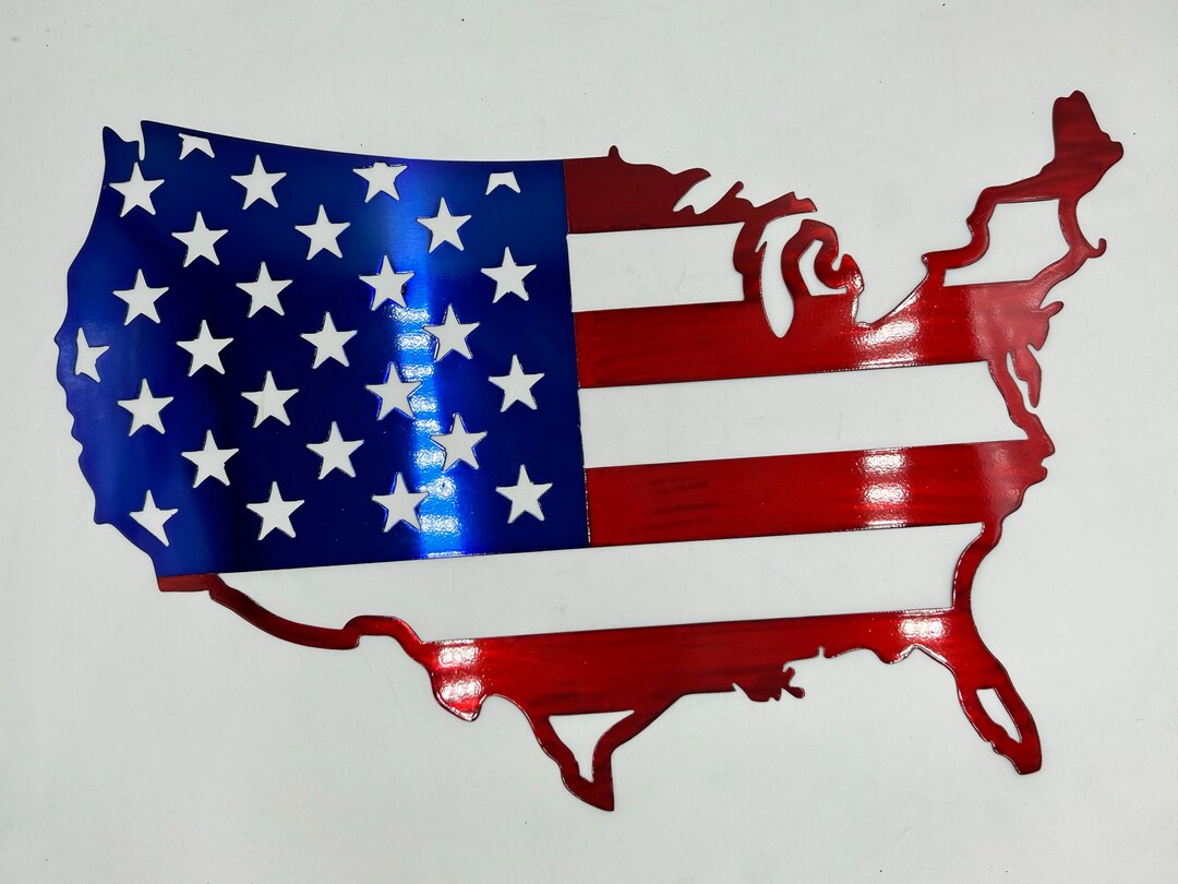 Metal American Map Flag - Etsy