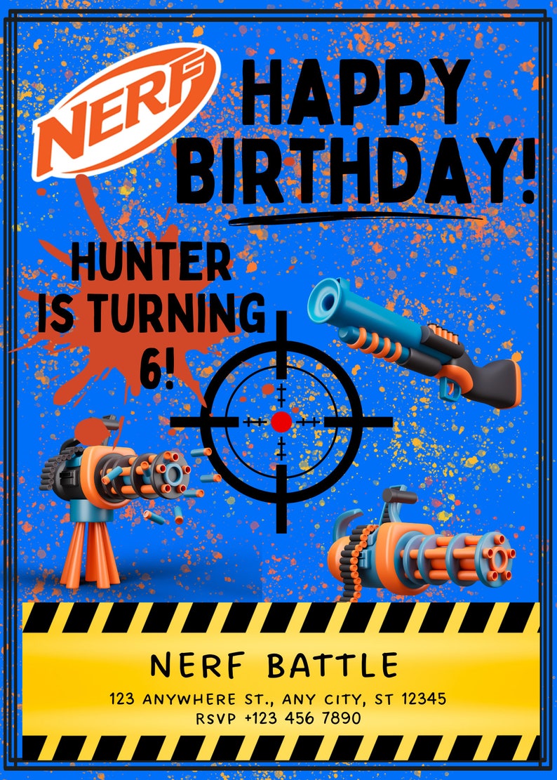 Nerf Gun Birthday Invitation Digital Download PDF - Etsy