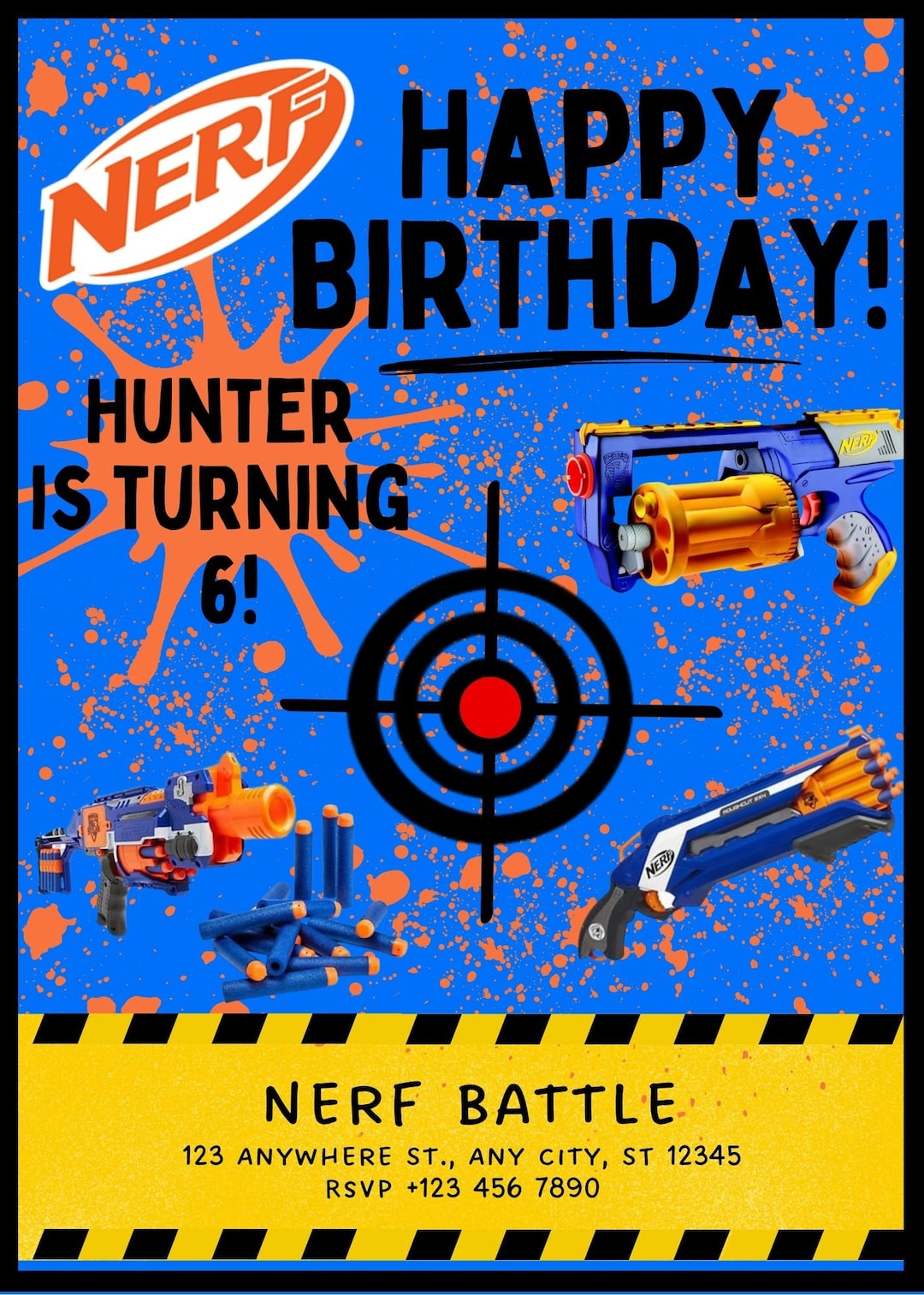 Nerf Gun Birthday Invitation Digital Download PDF Boy's Party - Etsy