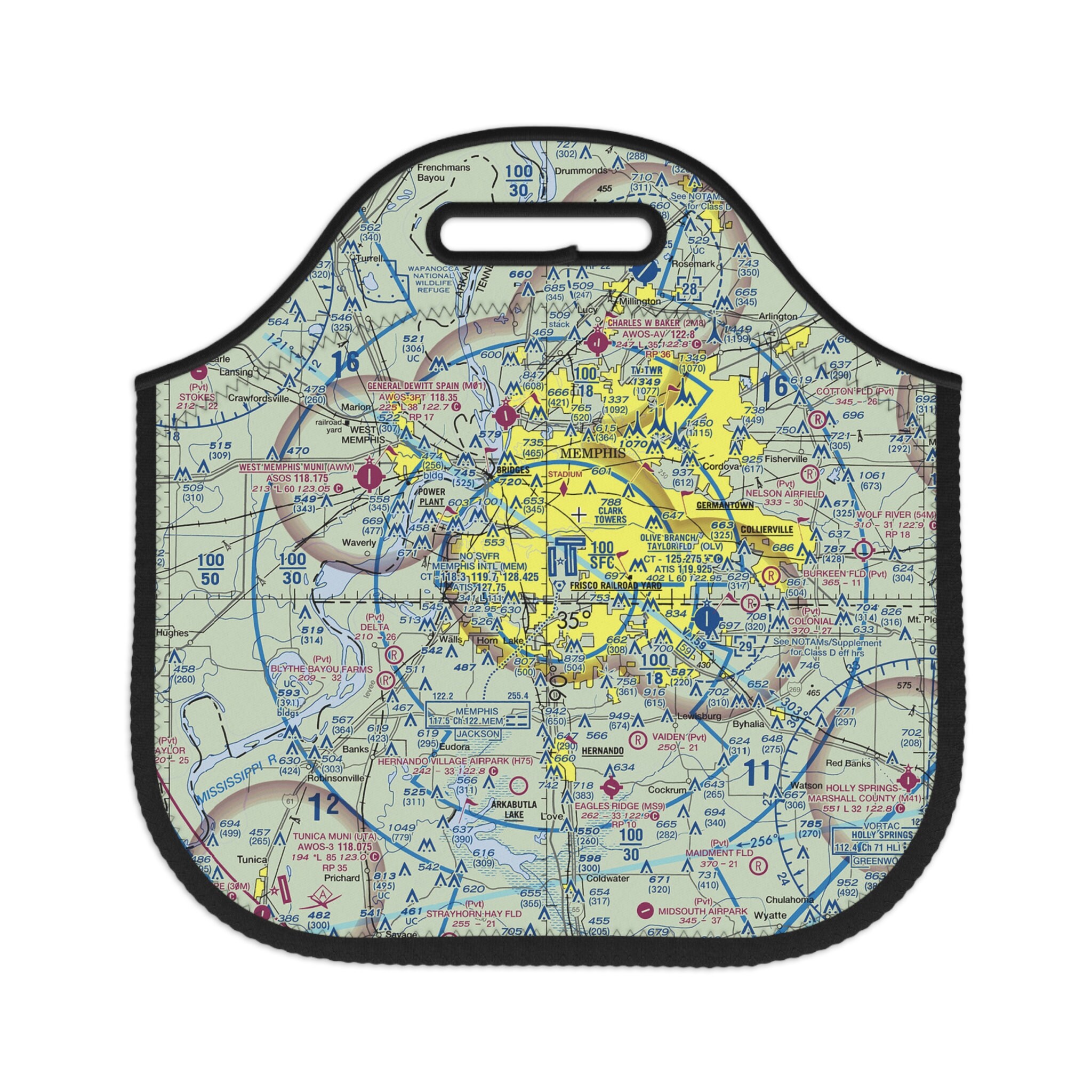 Customizable Aviation VFR Sectional Neoprene Lunch Bag, Pilot Lunch ...