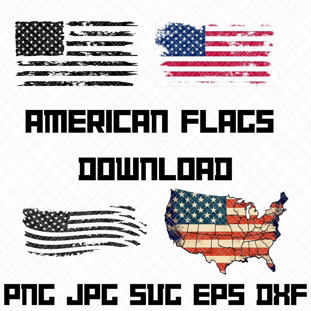 Distressed American Flags Silhouette Pack July 4th Happy - Etsy