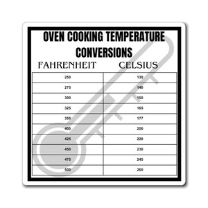 Cooking Oven Temperature Conversion Chart, Celsius to Fahrenheit ...