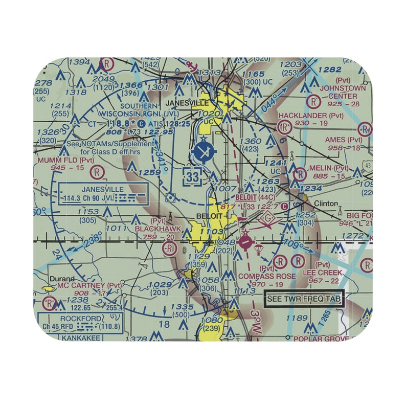 Customizable Aviation Sectional VFR Mousepad, Pilot Gift, Aviation Enthusiast, Flight Navigation ...