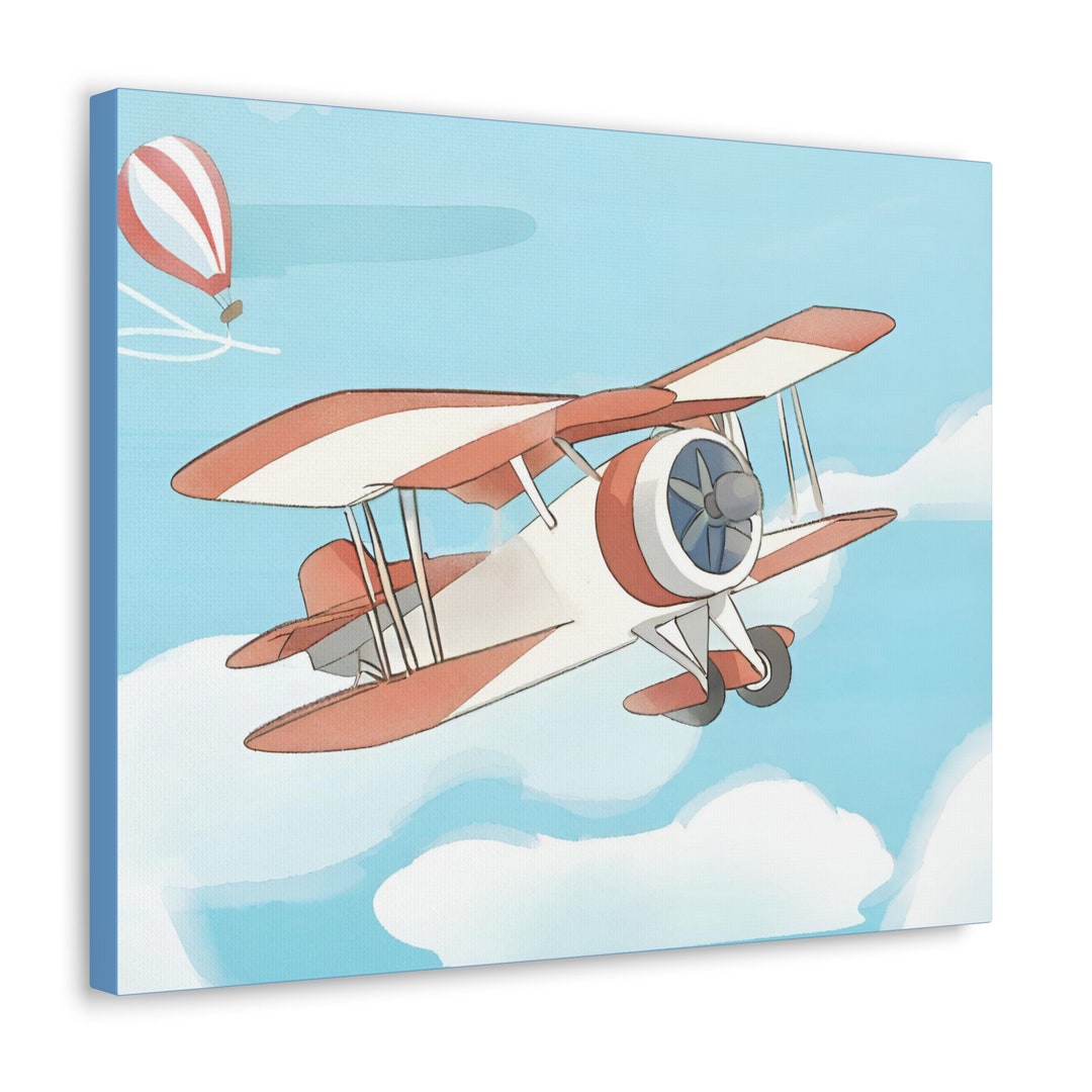 Cute Airplane Biplane Canvas Gallery Wraps Perfect for - Etsy