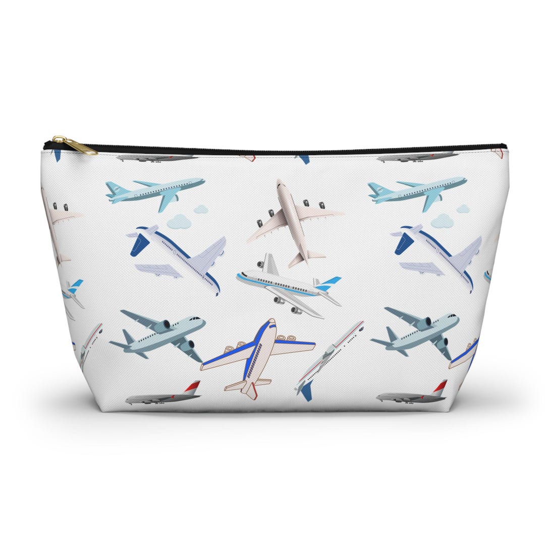 Airplane Patterned Accessory Pouch With T-bottom - Ideal Travelers ...