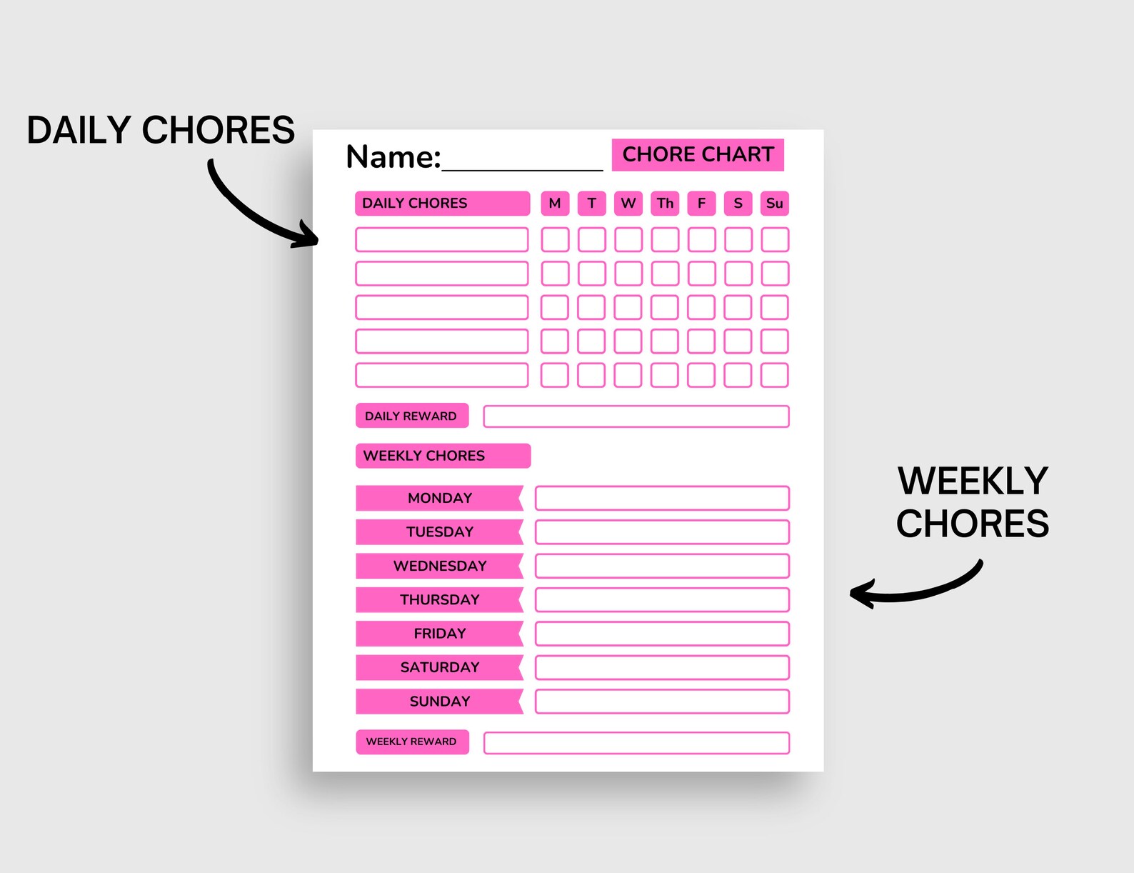 Printable Daily and Weekly Chore Chart - Etsy