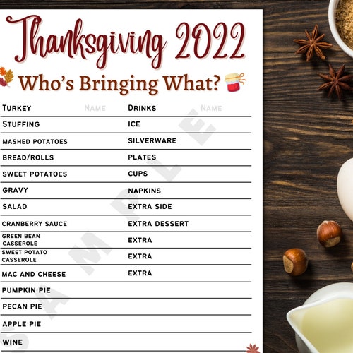 Who's Bringing What to Thanksgiving Printable Template - Etsy