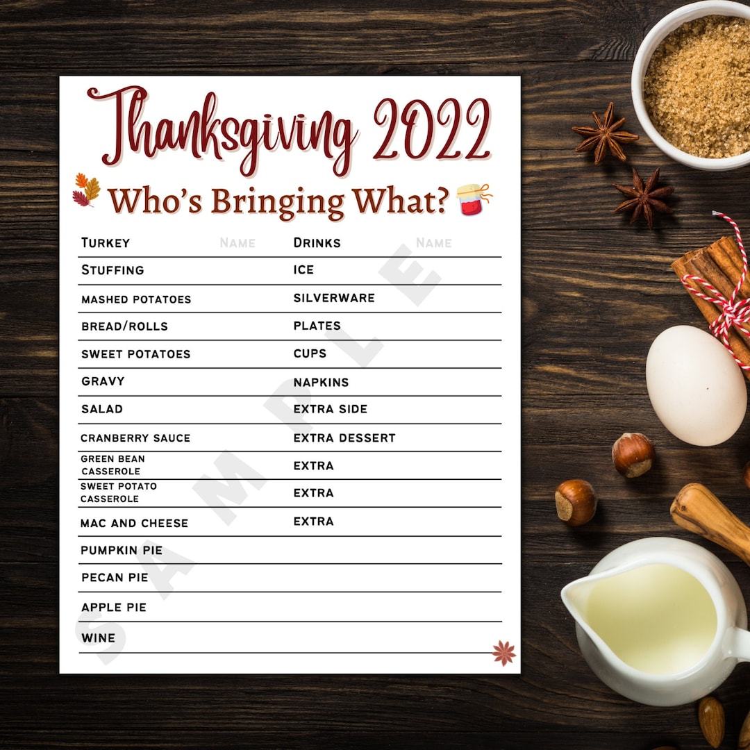 Who's Bringing What to Thanksgiving Printable Template - Etsy