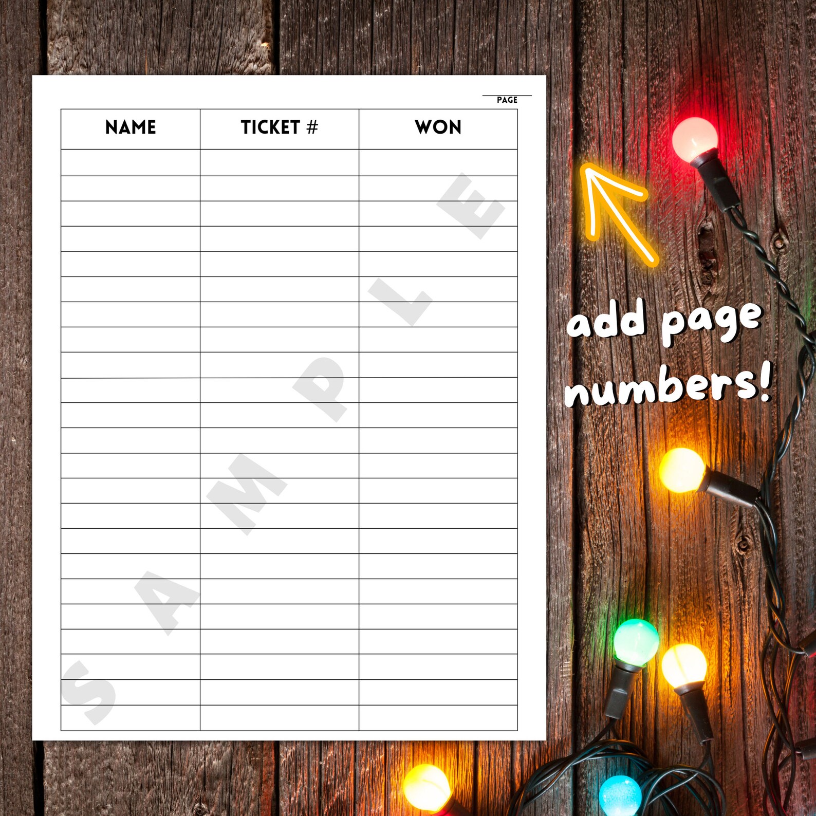 Christmas Raffle Ticket List, Raffle Ticket Tracker, Printable, Instant ...