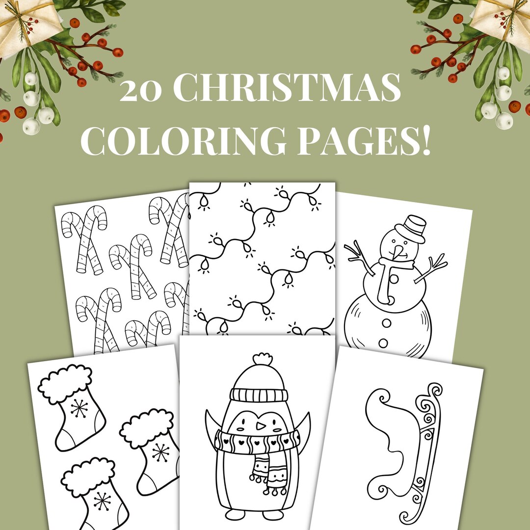 20 Printable Christmas Coloring Pages, Instant Download, Christmas ...