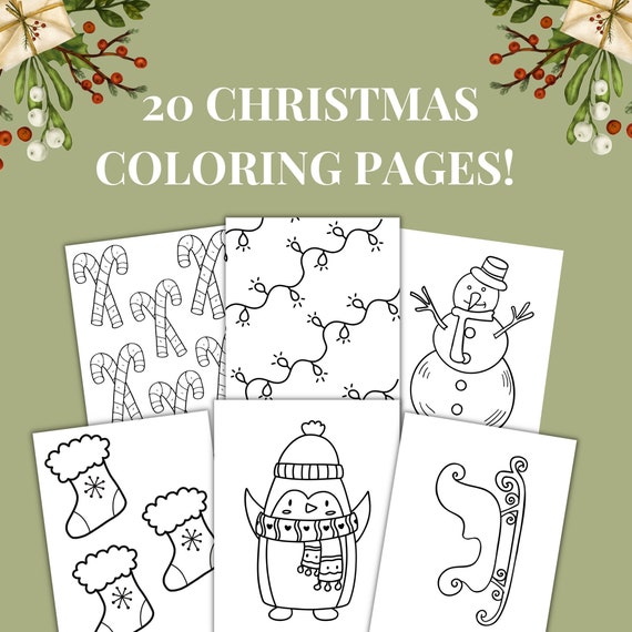 20 Printable Christmas Coloring Pages Instant Download - Etsy