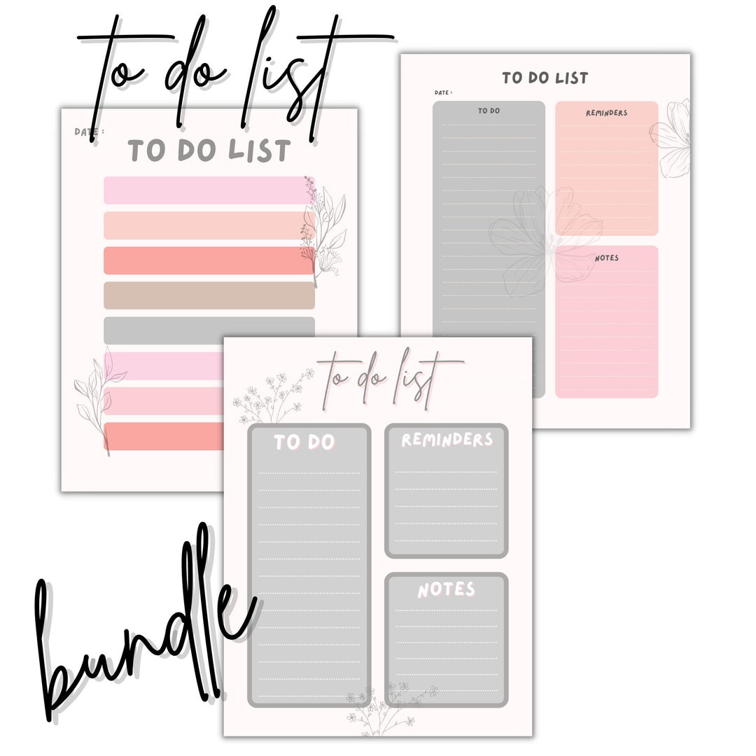 Pink to Do List Bundle, Printable, Instant Download, Daily to Do List ...