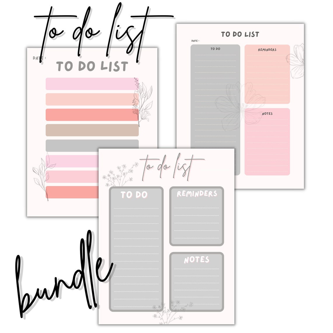 Pink to Do List Bundle, Printable, Instant Download, Daily to Do List ...