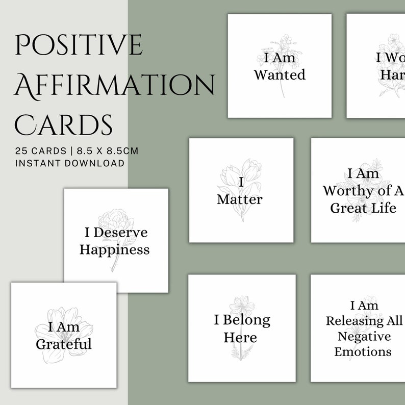 Affirmation Cards, Positive Affirmations, Instant Download, Printable ...