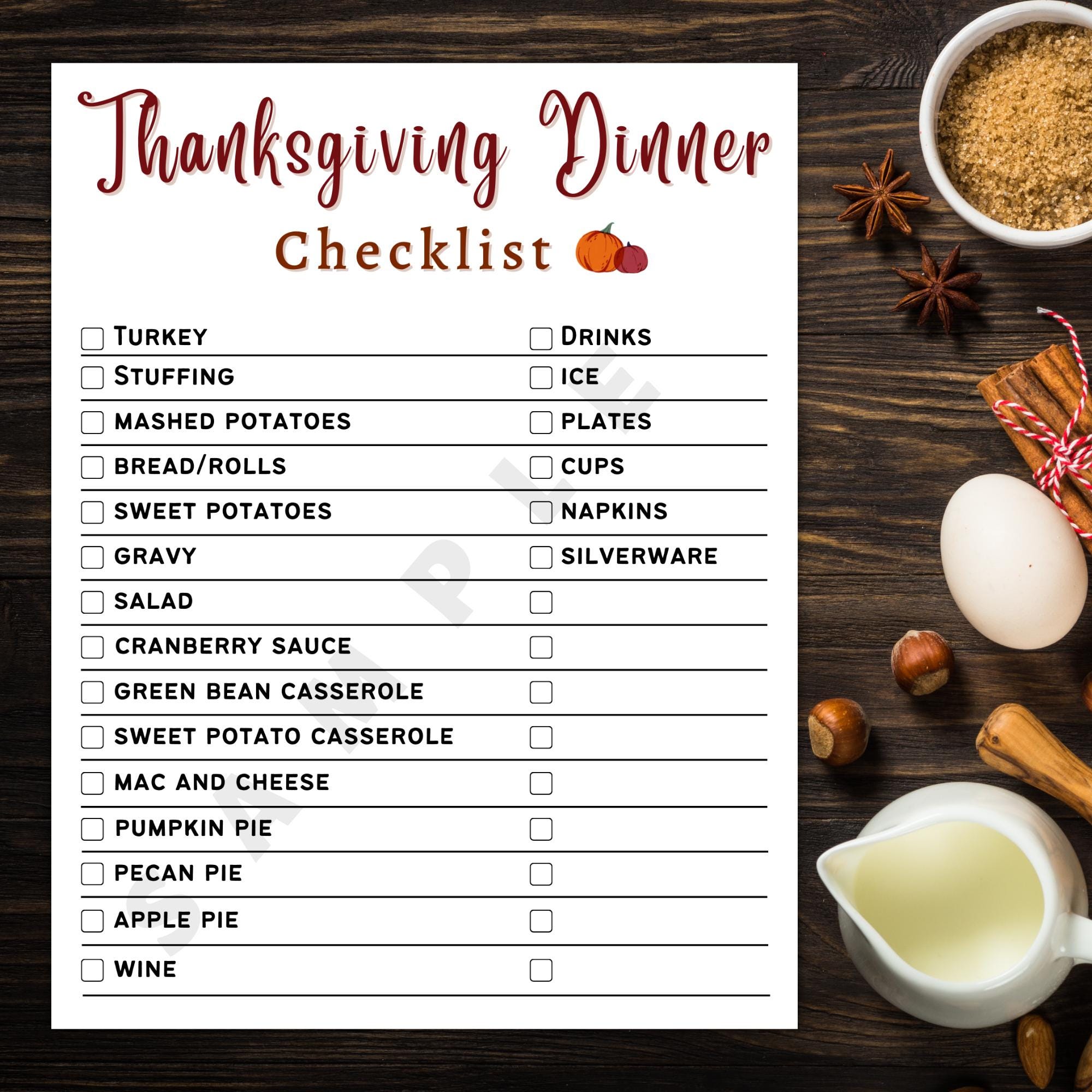 Who's Bringing What to Thanksgiving Printable Template, Instant ...