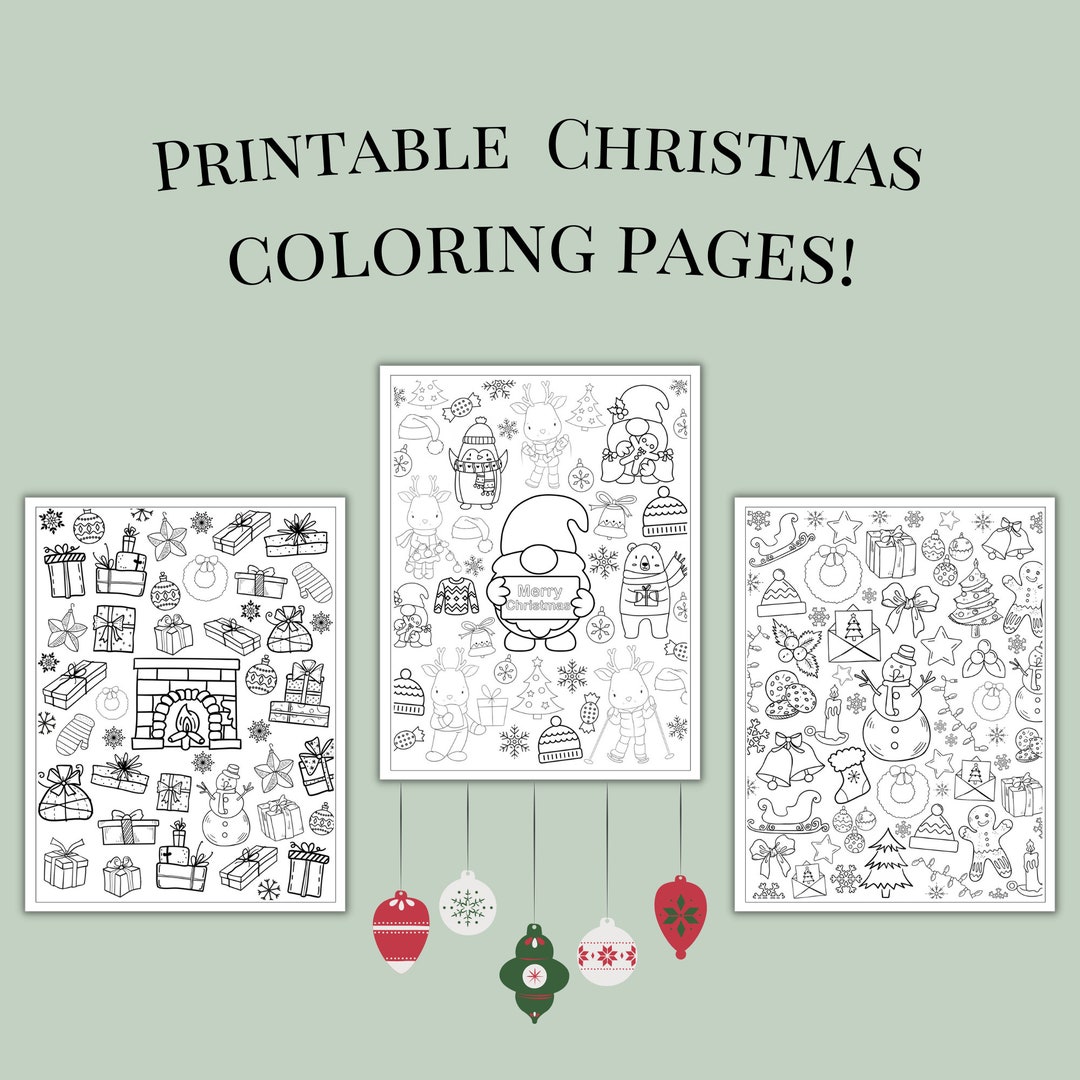 Christmas Coloring Pages, Digital Download Coloring Pages, Holiday ...