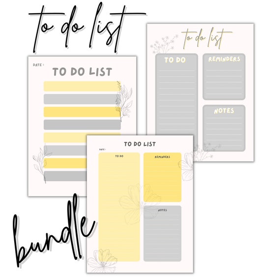 Yellow to Do List Bundle Instant Download Printable Daily - Etsy