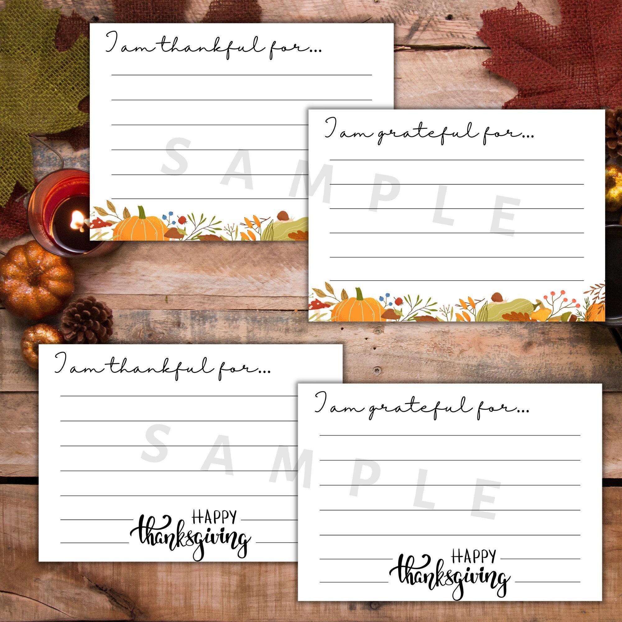 I Am Thankful for Cards Printable, I Am Grateful for Cards Printable ...