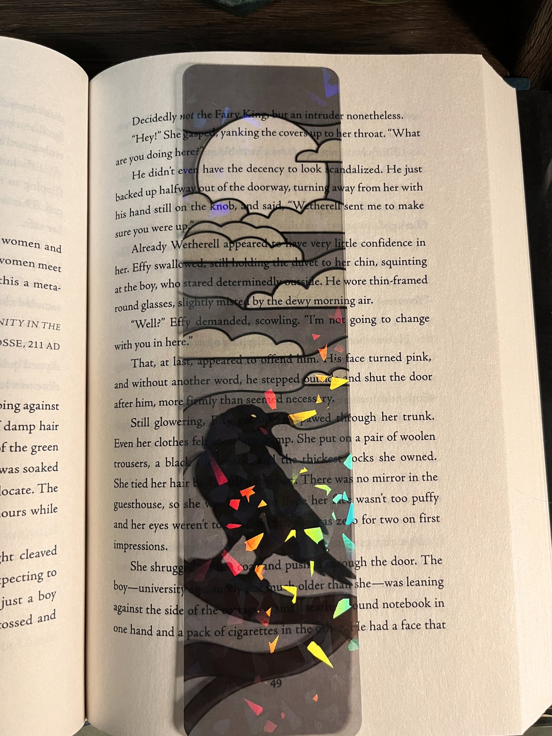 Moonlight Raven Transparent Holographic Bookmark | Stained Glass ...