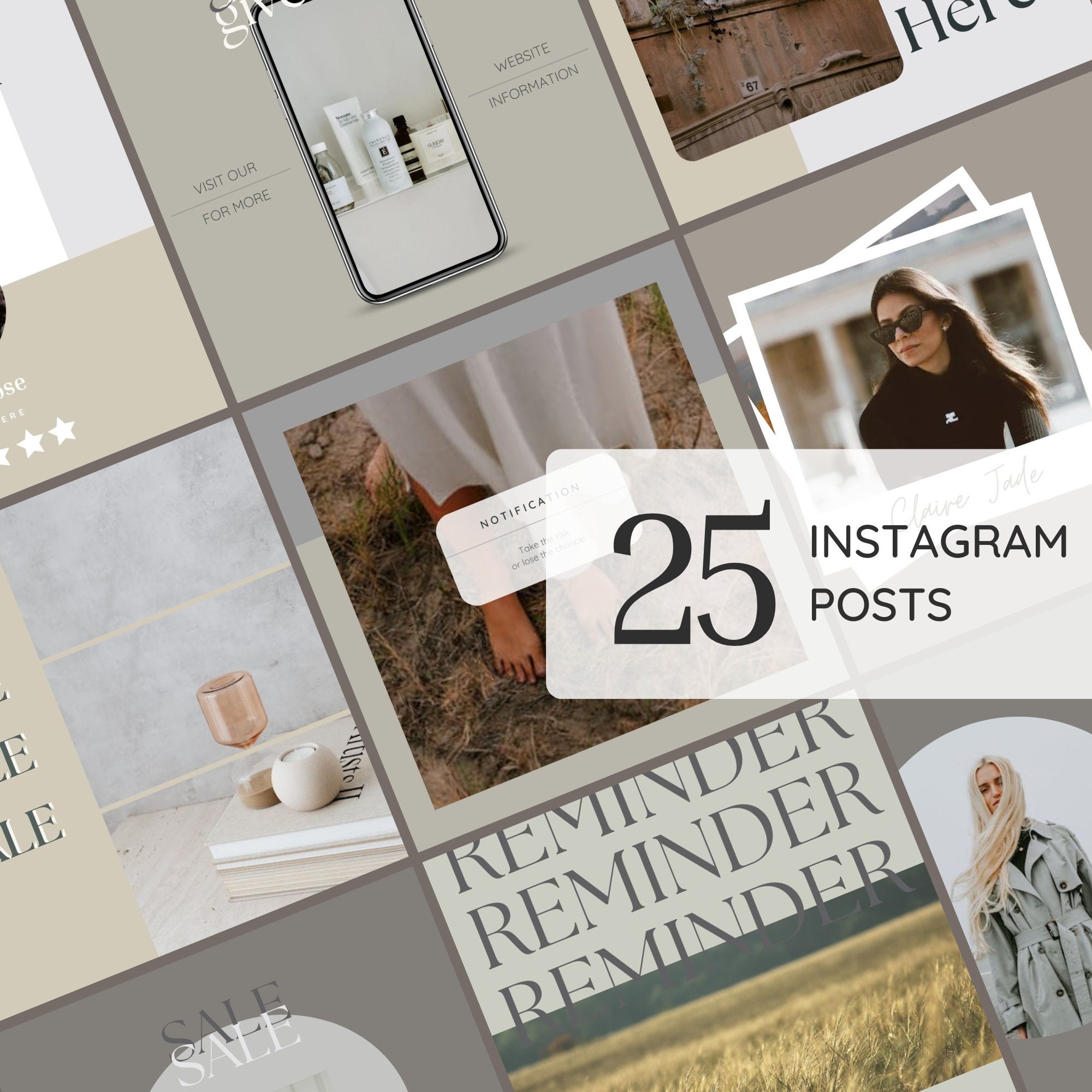 25 Grey Instagram Post Templates| Modern Templates| Engagement| Canva ...